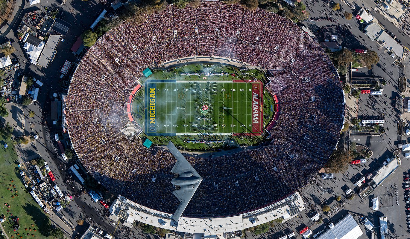 110th Rose Bowl Game B 2 Flyover of the 2024 Rose Bowl Game West Coast Aerial Photography Inc