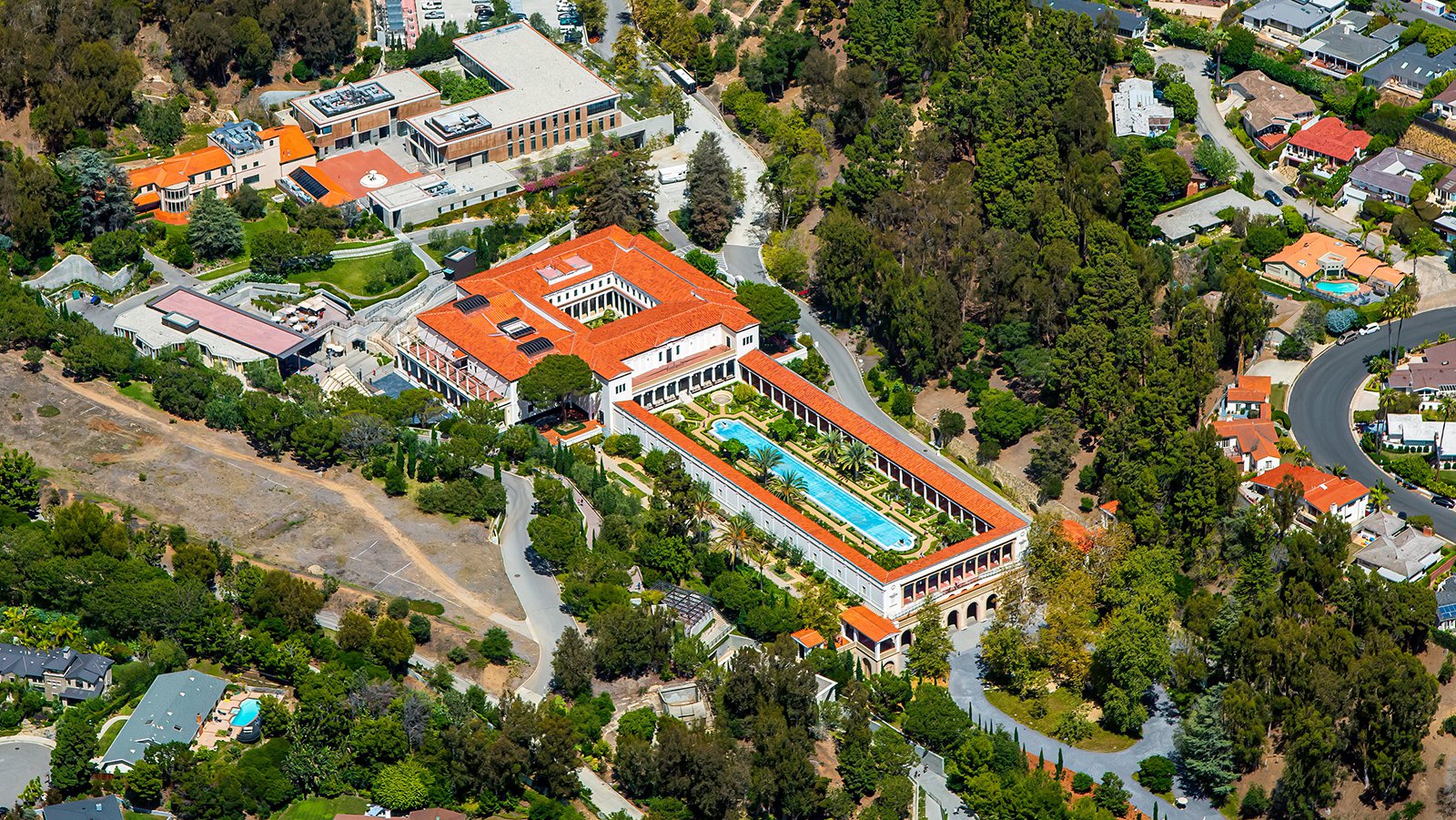 The Getty Villa in Pacific Palisades | West Coast Aerial Photography, Inc